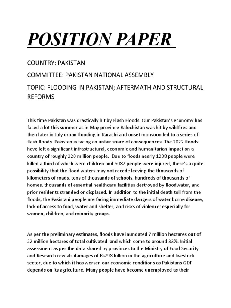 Position Paper 2 | PDF | Pakistan | Flood