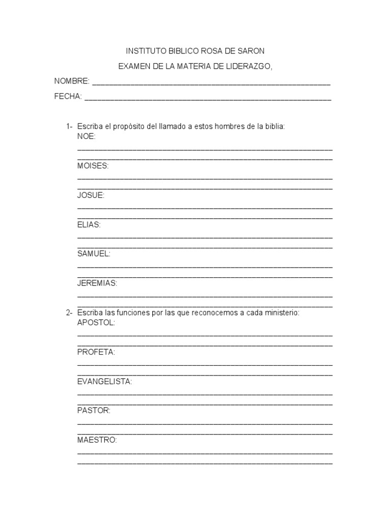 Examen de Liderazgo 2022 | PDF | Biblia | Jeremías Examen de Liderazgo 2022 | PDF | Biblia | Jeremías