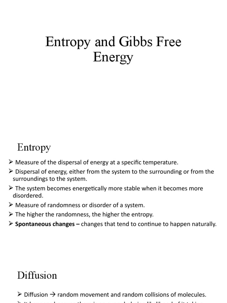 Entropy and Gibbs Free Energy Guide | PDF | Gibbs Free Energy ...