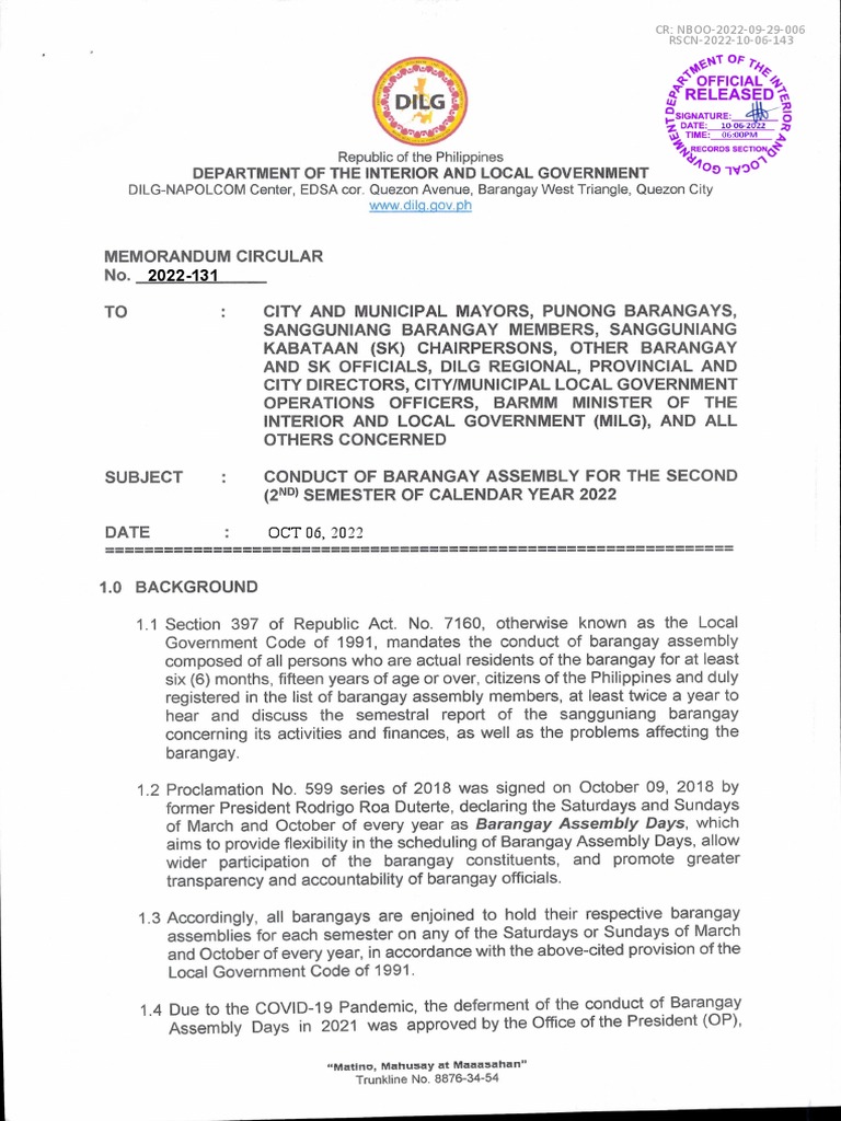 Barangay Assembly | PDF | Philippines