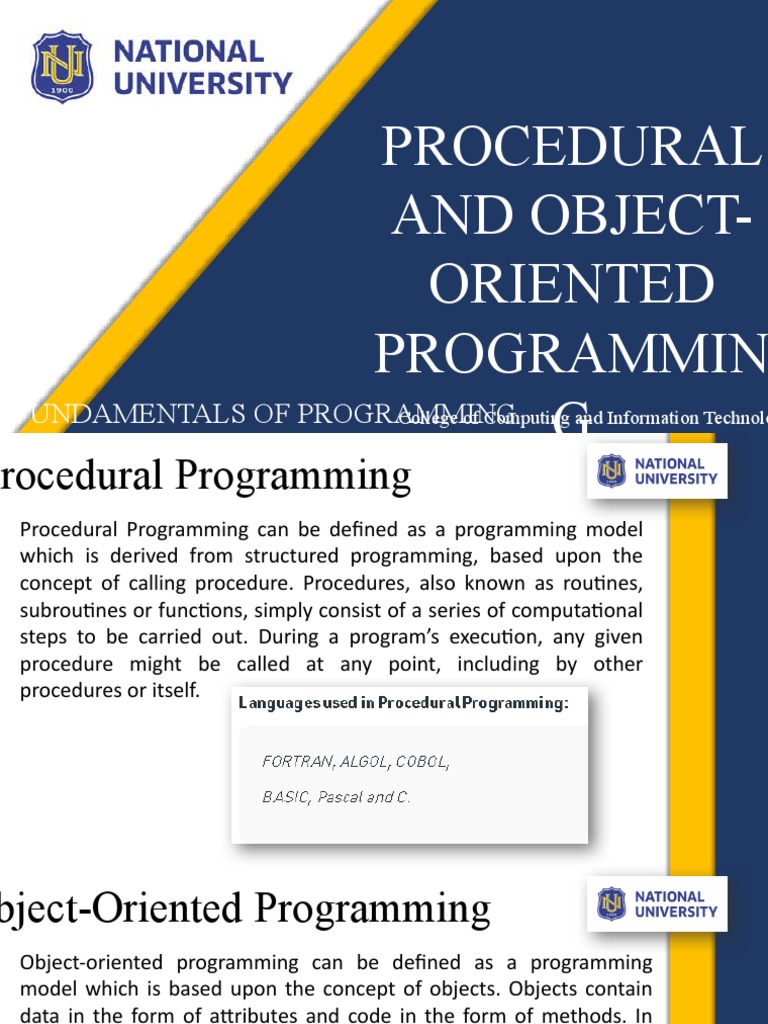 Fundamentals of Programming - Week 3-4-5 | PDF | Object (Computer Science) | Class (Computer ...