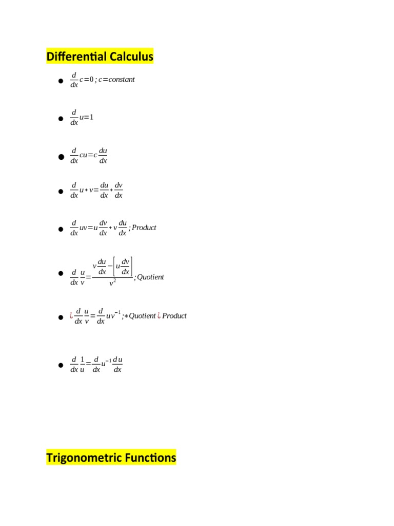 Diff Cal Formula | PDF Diff Cal Formula | PDF
