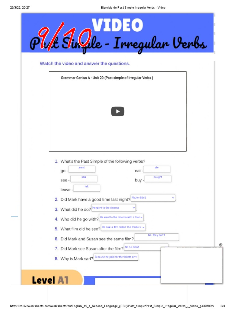 ESL Past Simple Practice | PDF