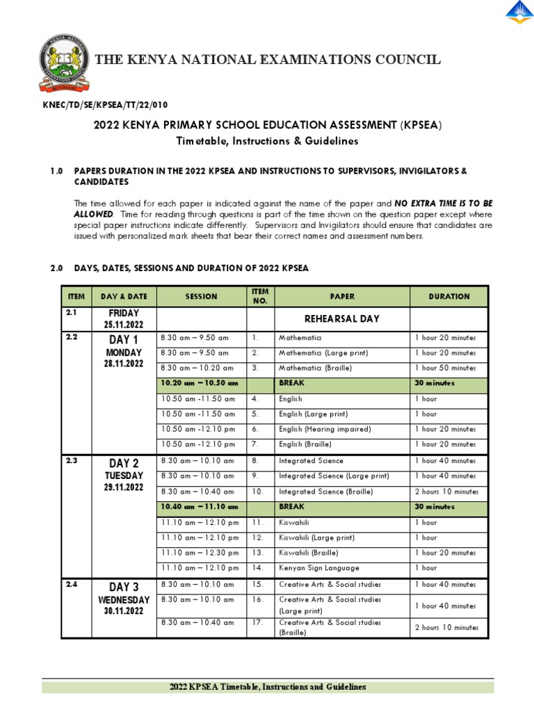 2022 Kpsea Timetable | PDF