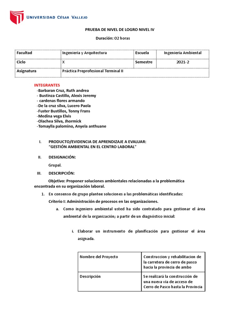 Prueba de Nivel de Logro 1 | PDF