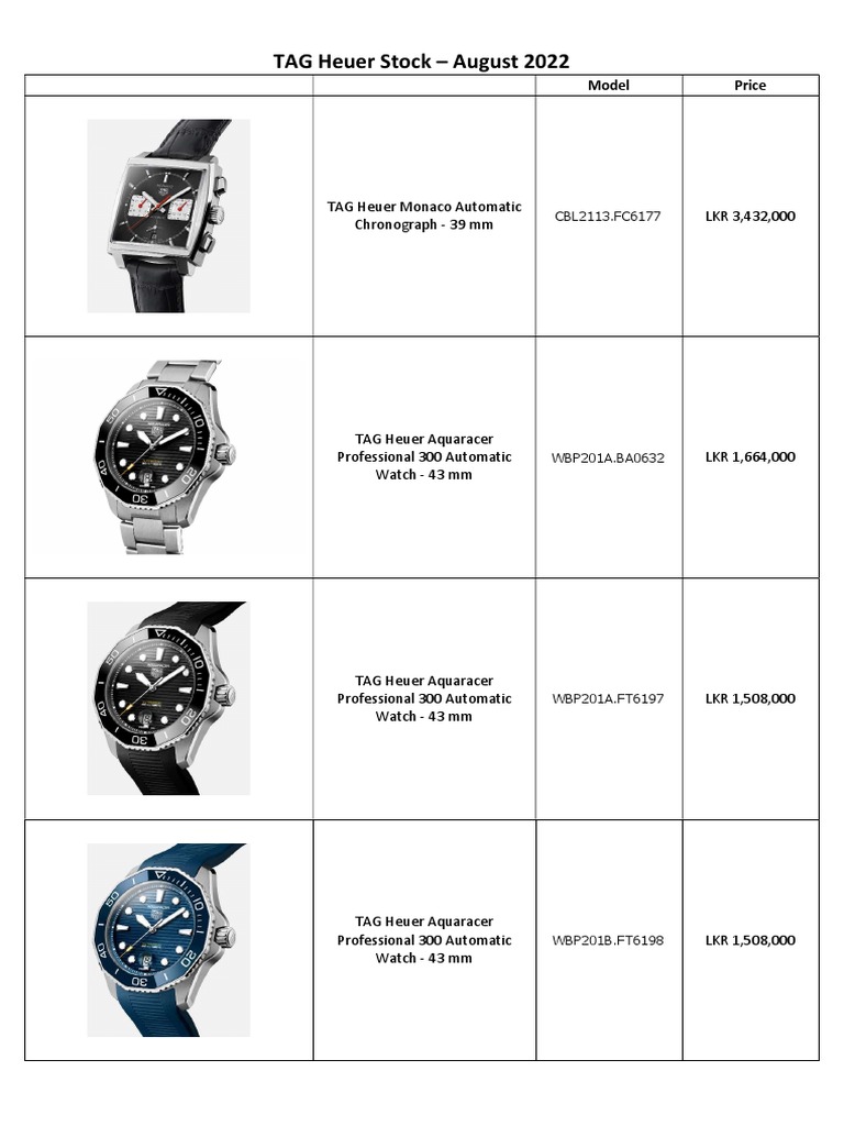TAG Heuer Watch Price List | PDF | Luxury Brands | Brand