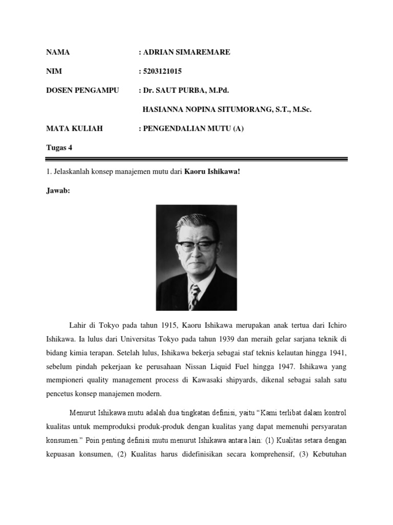 Tugas 4 Pengendalian Mutu A (Adrian Simaremare 5203121015) | PDF