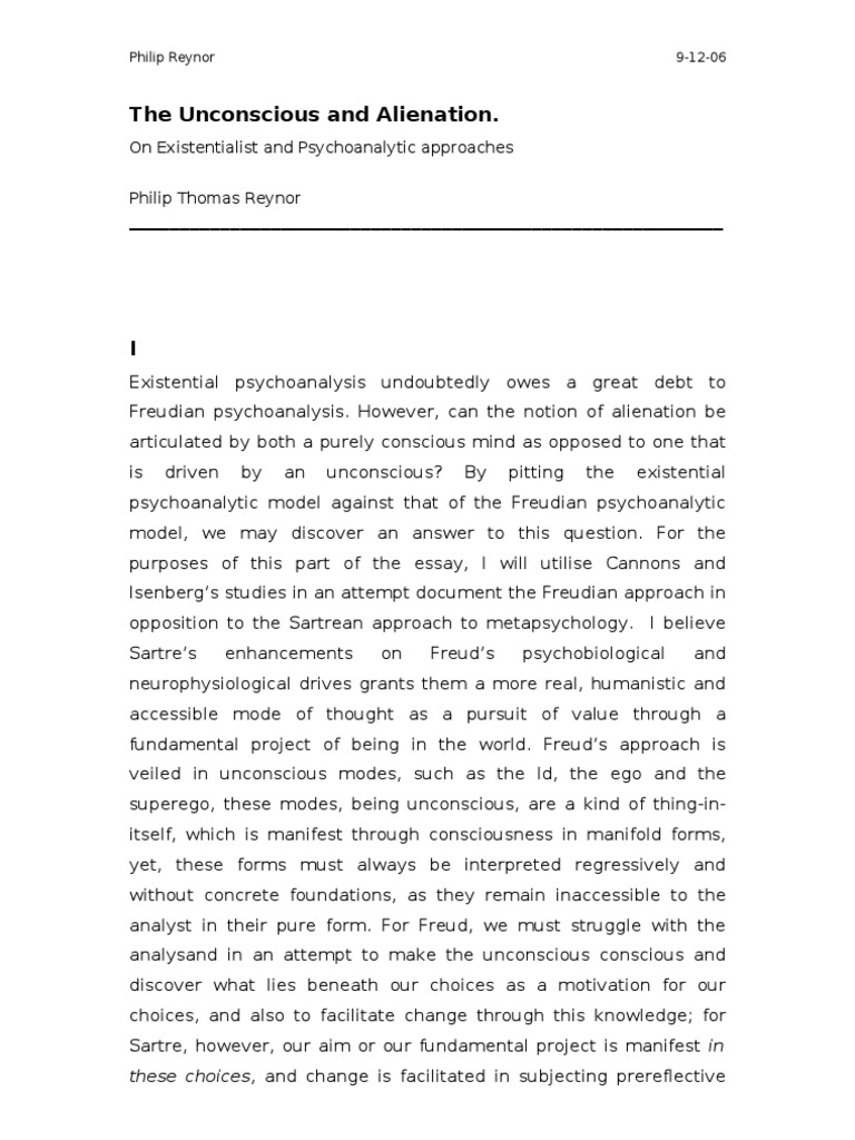 Alienation and The Unconscious | PDF | Unconscious Mind | Social Alienation