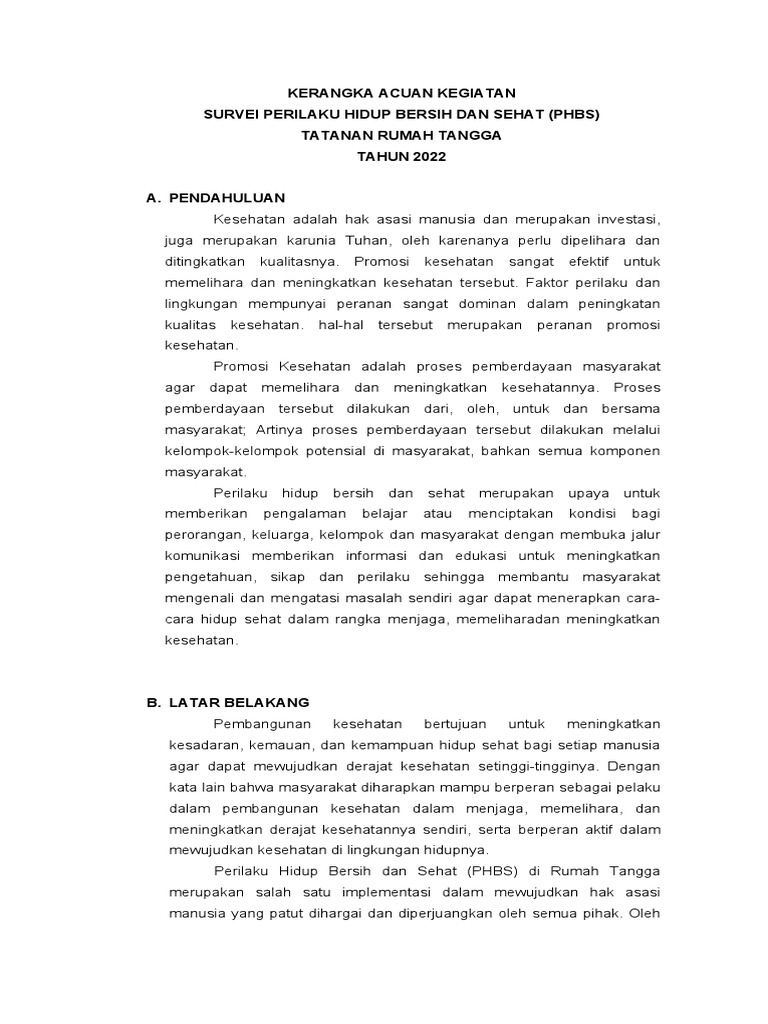 KAK Survey PHBS RT 2022 | PDF