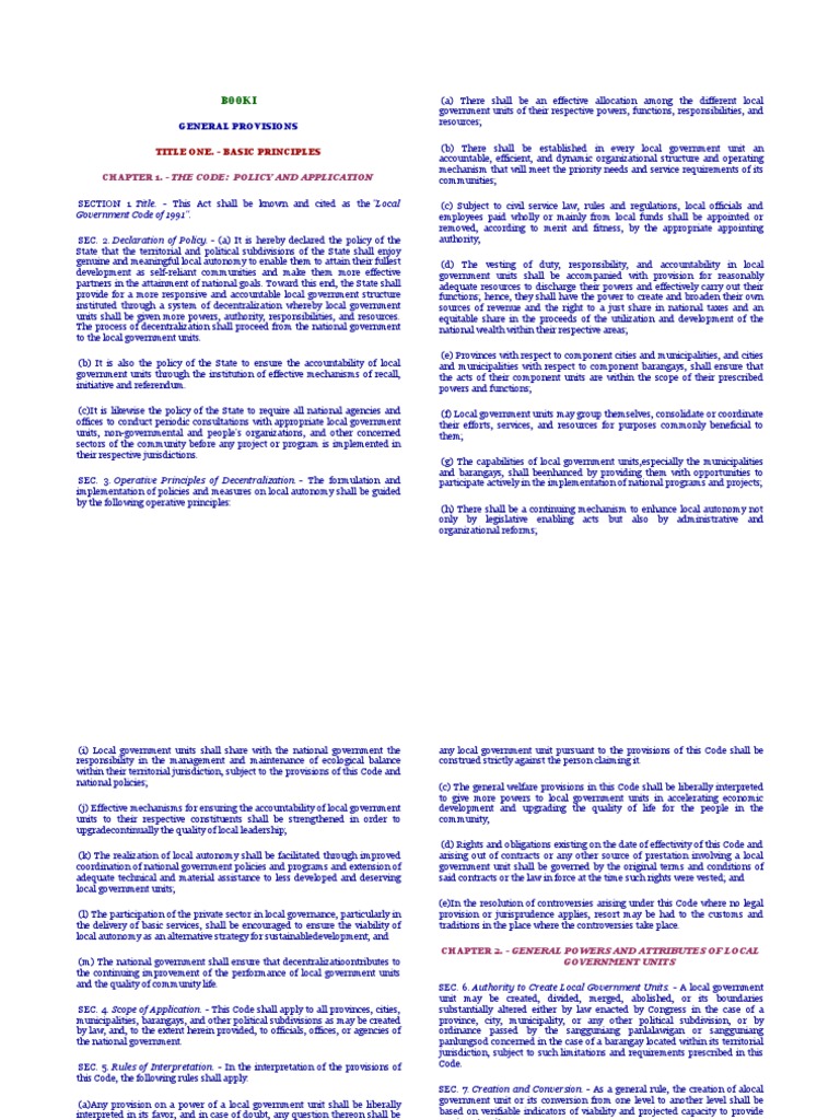 LOCAL GOVERNMENT CODE BOOK I | PDF | Eminent Domain | Local Government