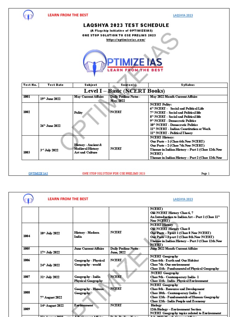 Laqshya-2023-timetable | PDF | Geography | Mathematical Optimization
