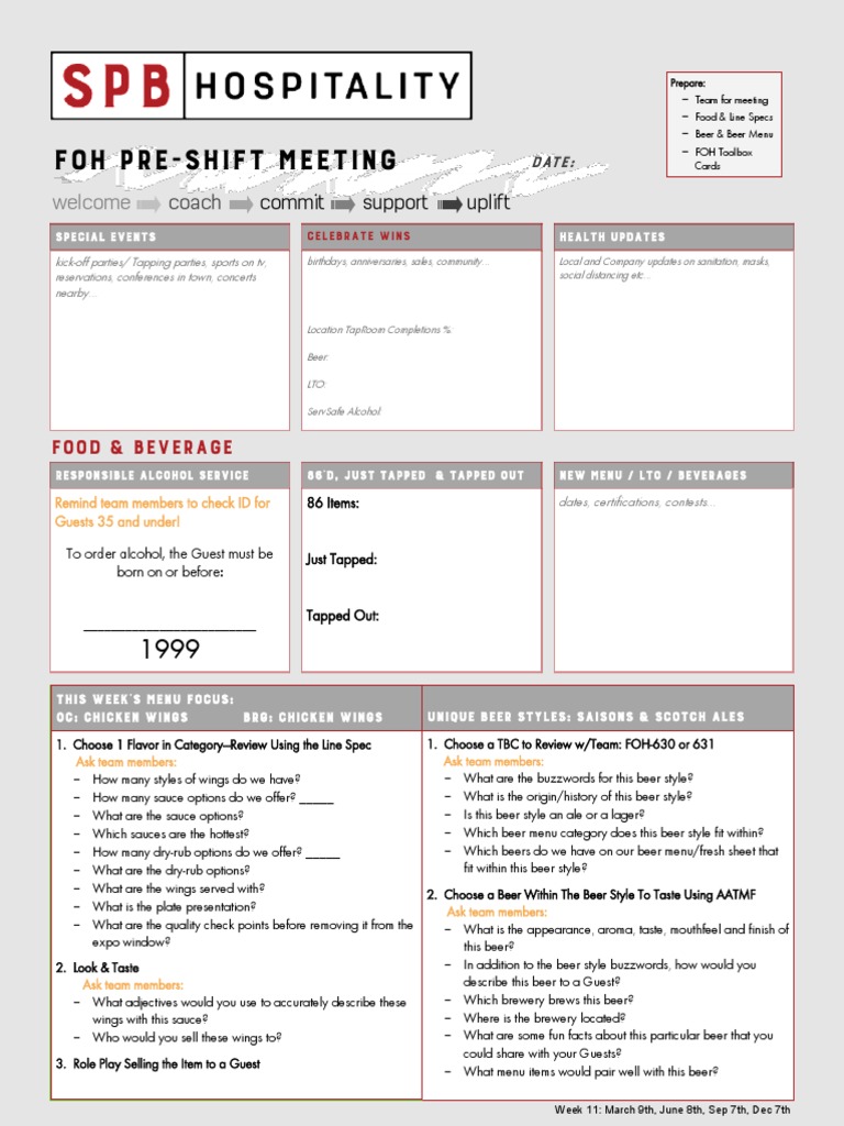 COVID PreShift Meeting Week11 | PDF