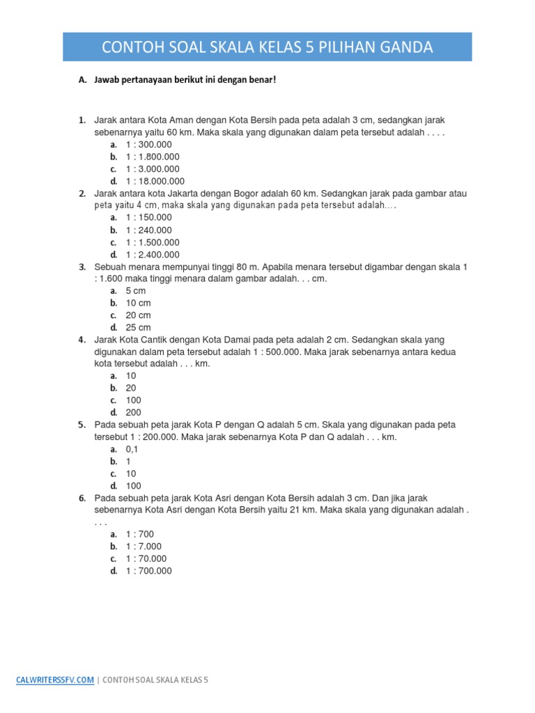Contoh Soal Skala Kelas 5 SD Pilihan Ganda | PDF