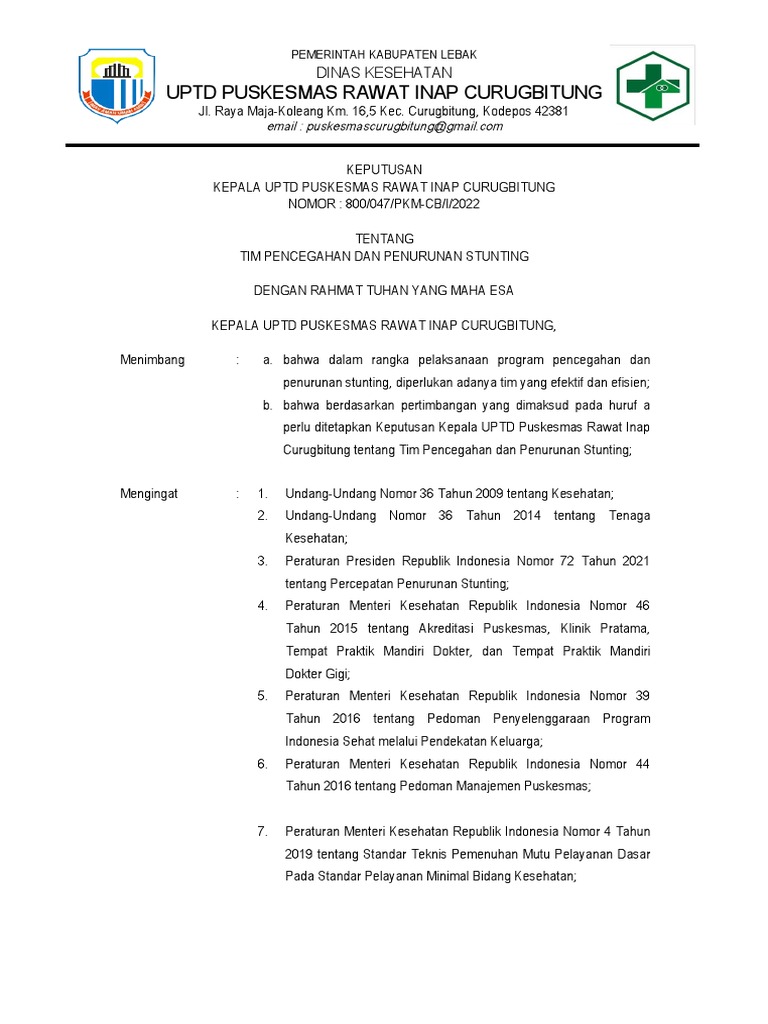 Tim Pencegahan Stunting Puskesmas Curugbitung | PDF