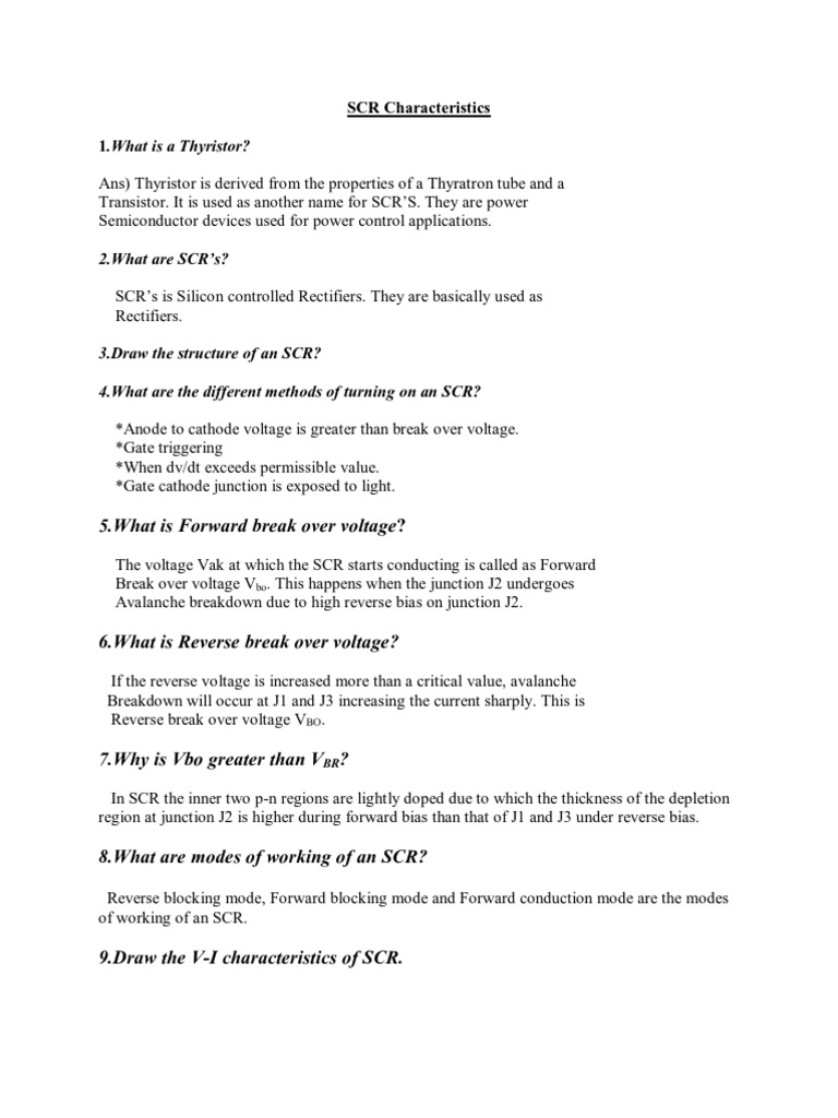 SCR Characteristics | PDF