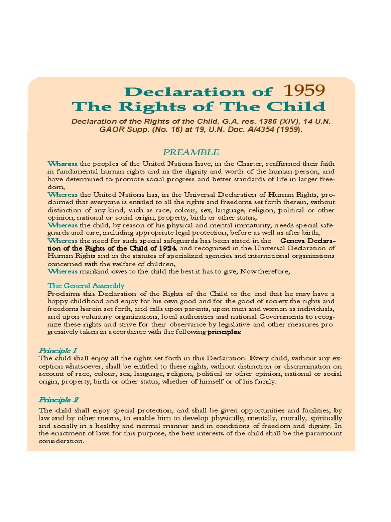 United Nations Declaration Rights of Child | PDF