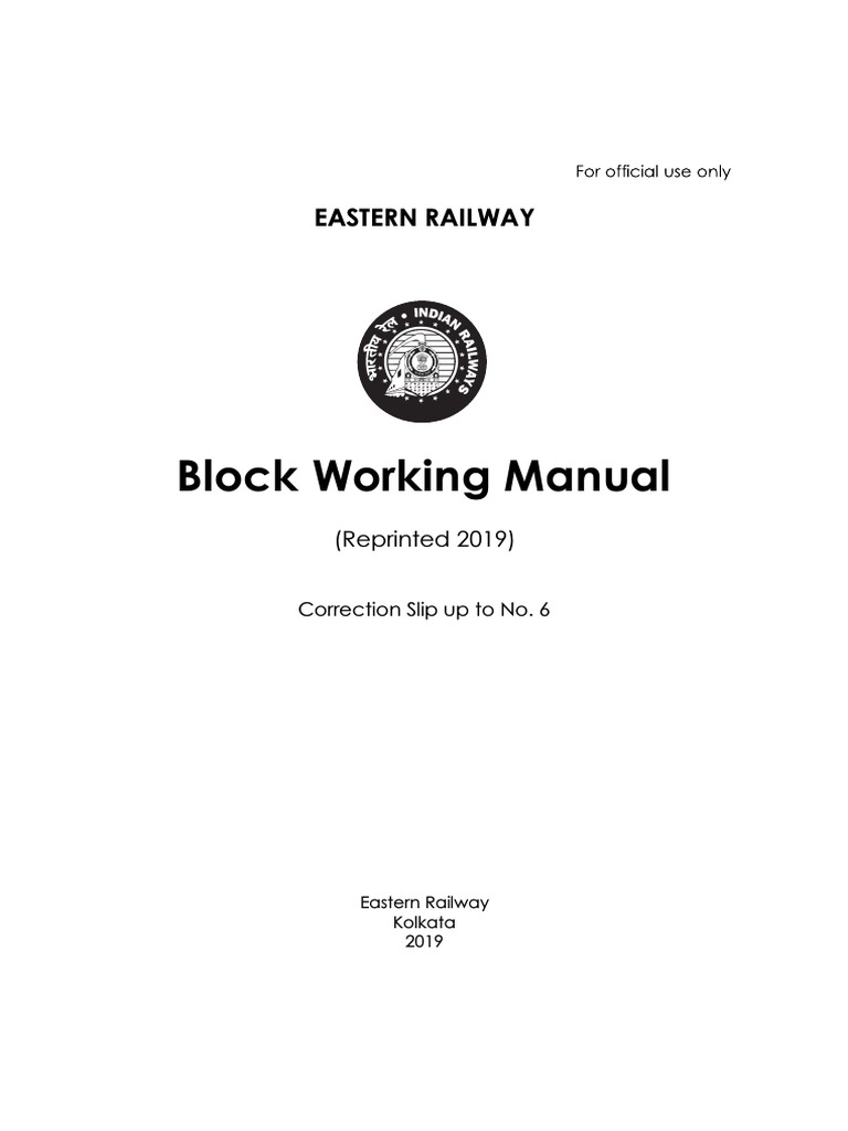 Block Working Manual: Eastern Railway | PDF | Railway Safety | Rail ...