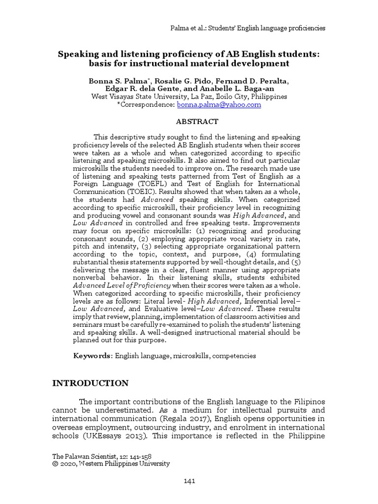 Proficiency Levels | PDF | English As A Second Or Foreign Language | English Language