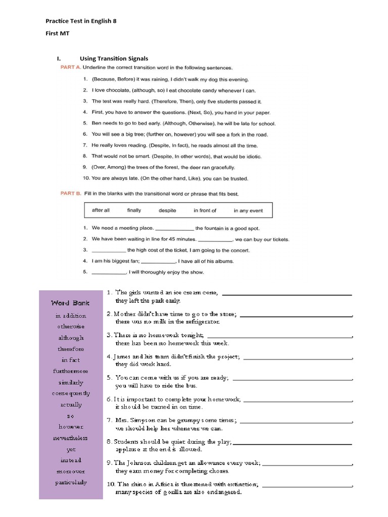 Practice Test in English 8 | PDF | Africa