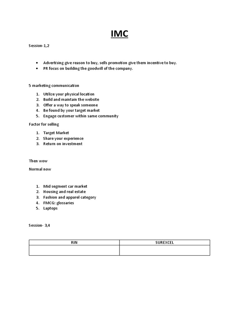 IMC | PDF | Career & Growth | Business