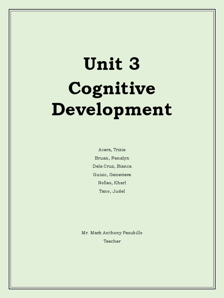 UNIT 3 - Cognitive Development | PDF