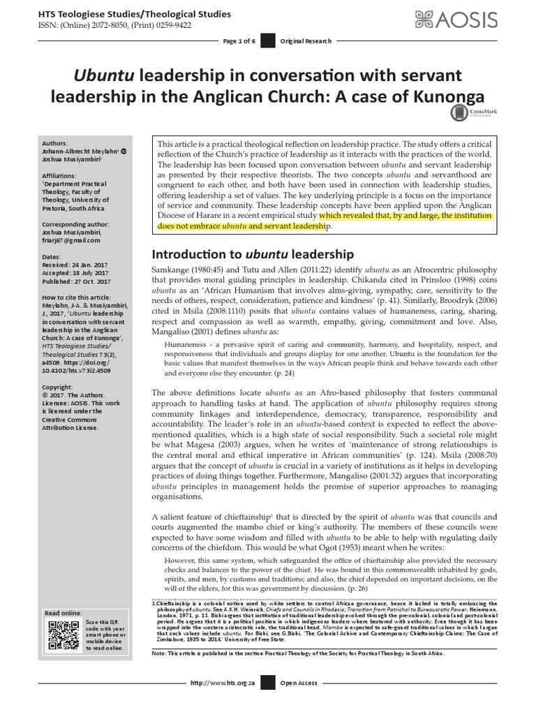 Ubuntu & Servant Leadership | PDF | Servant Leadership | Leadership