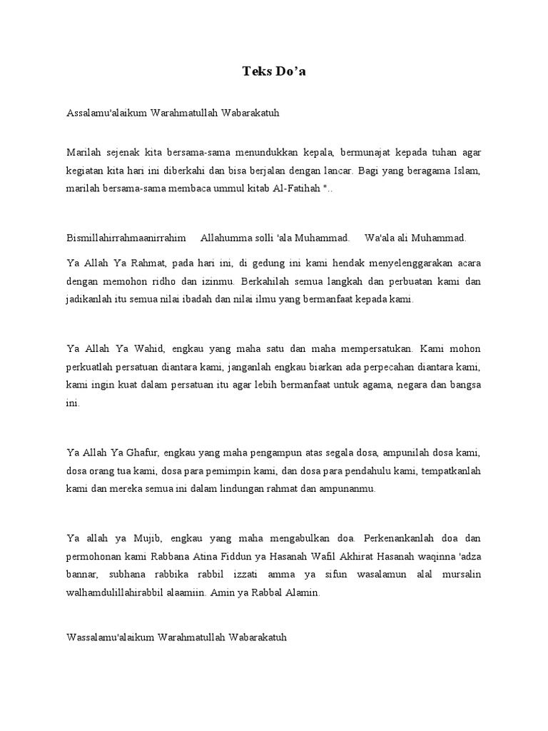 Teks Doa Makrab 2022 | PDF