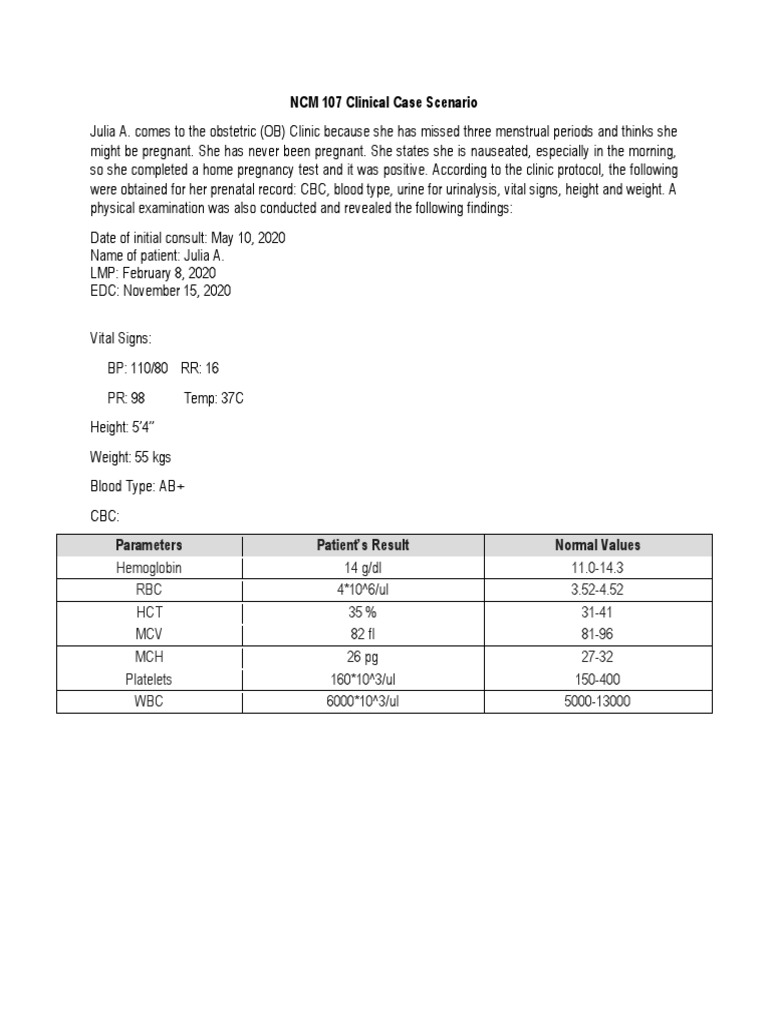 Case Scenario Ob Normal | PDF