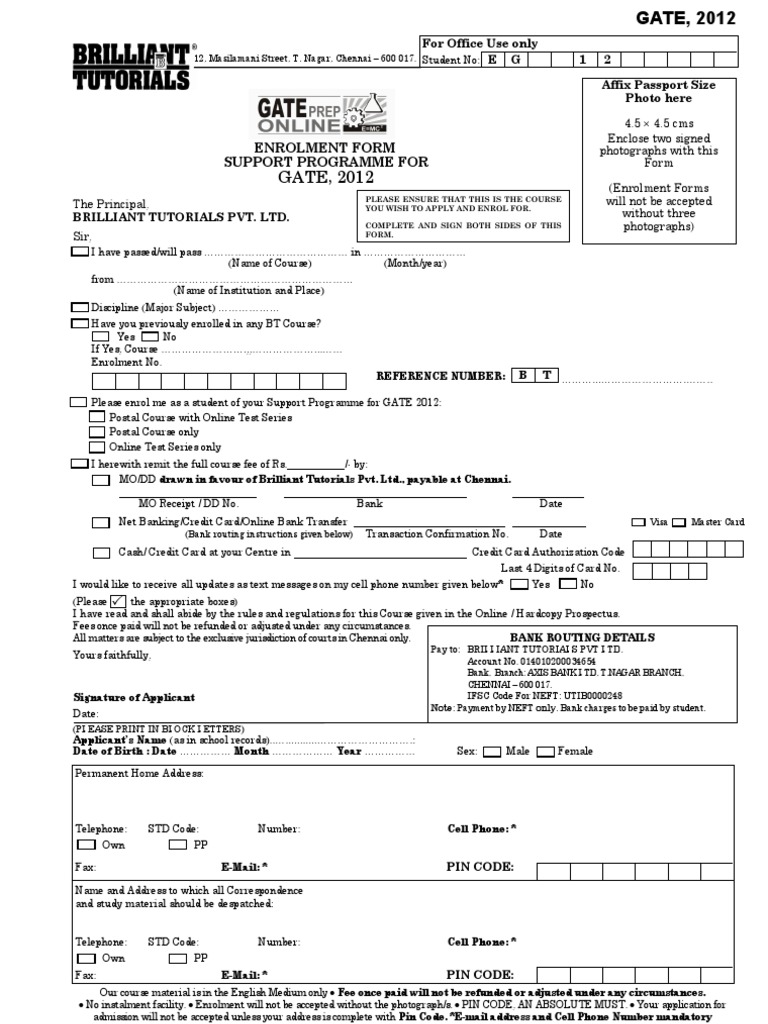 Gate Form 12 | Download Free PDF | Credit Card | Engineering
