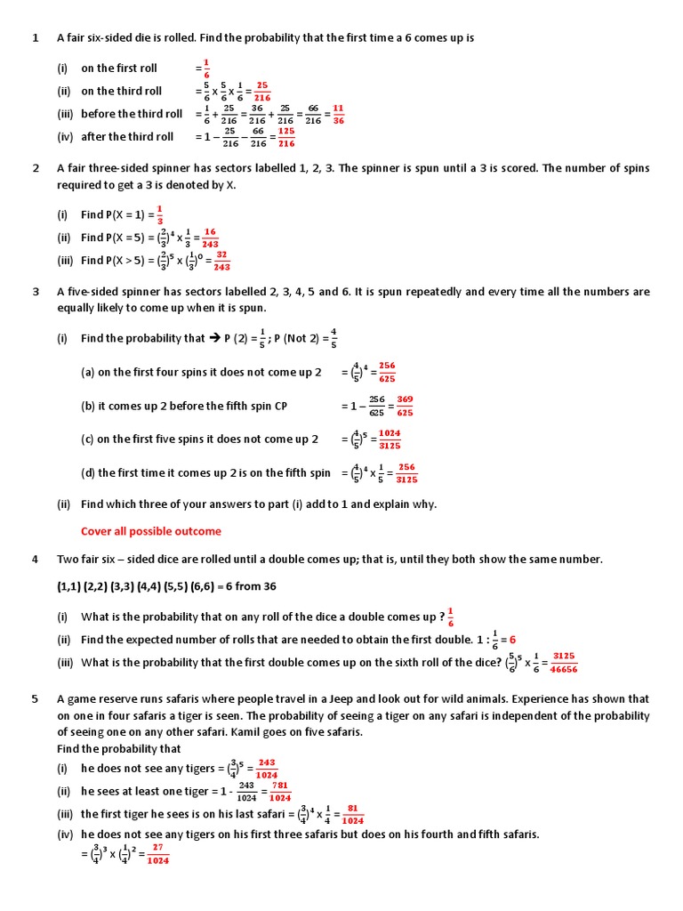 Exercise 6C PG 161 | Download Free PDF | Probability