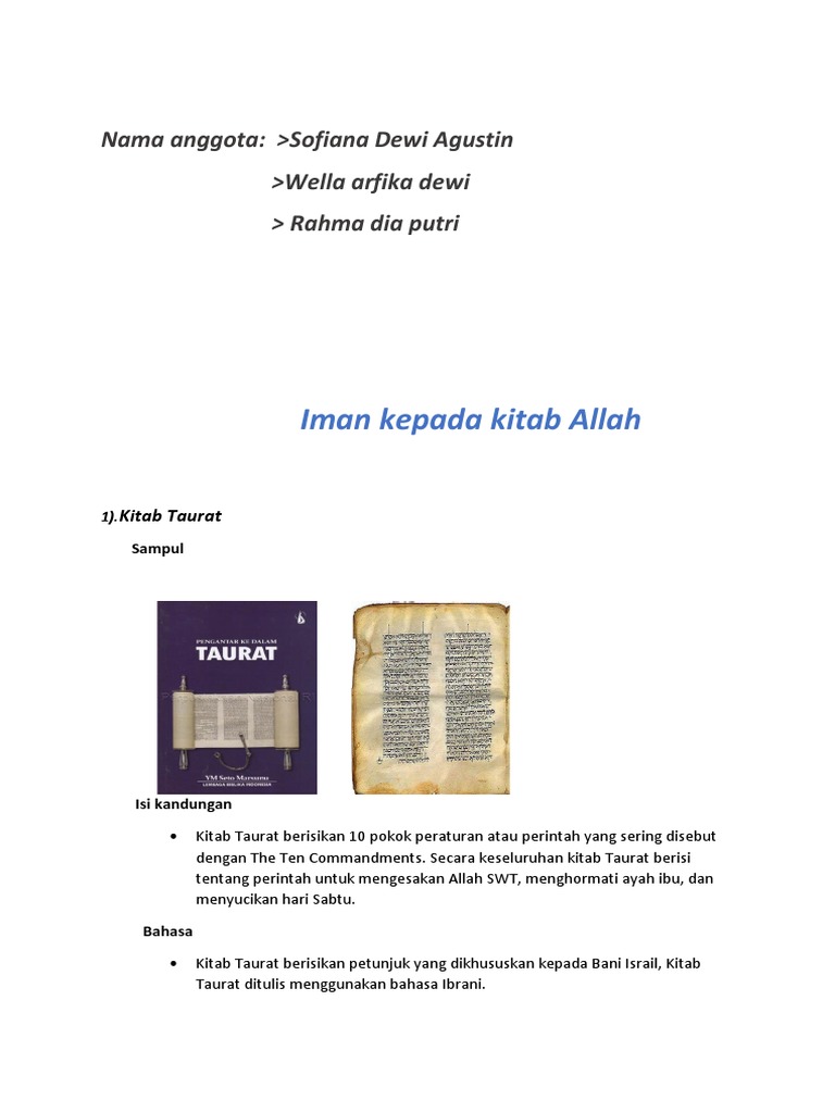 Kitab Allah: Taurat, Zabur, Injil, Al-Qur'an | PDF | Agama & Spiritualitas