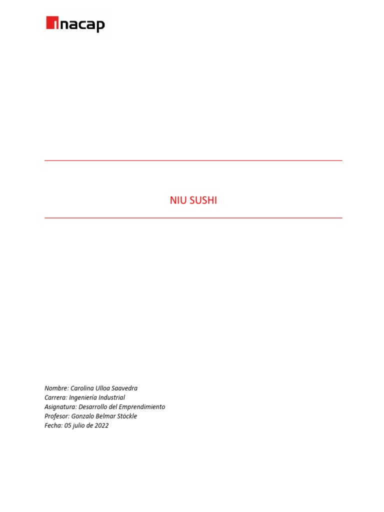 Propuesta de innovación de un nuevo menú de sushi vegano y vegetariano en Niu Sushi | PDF ...
