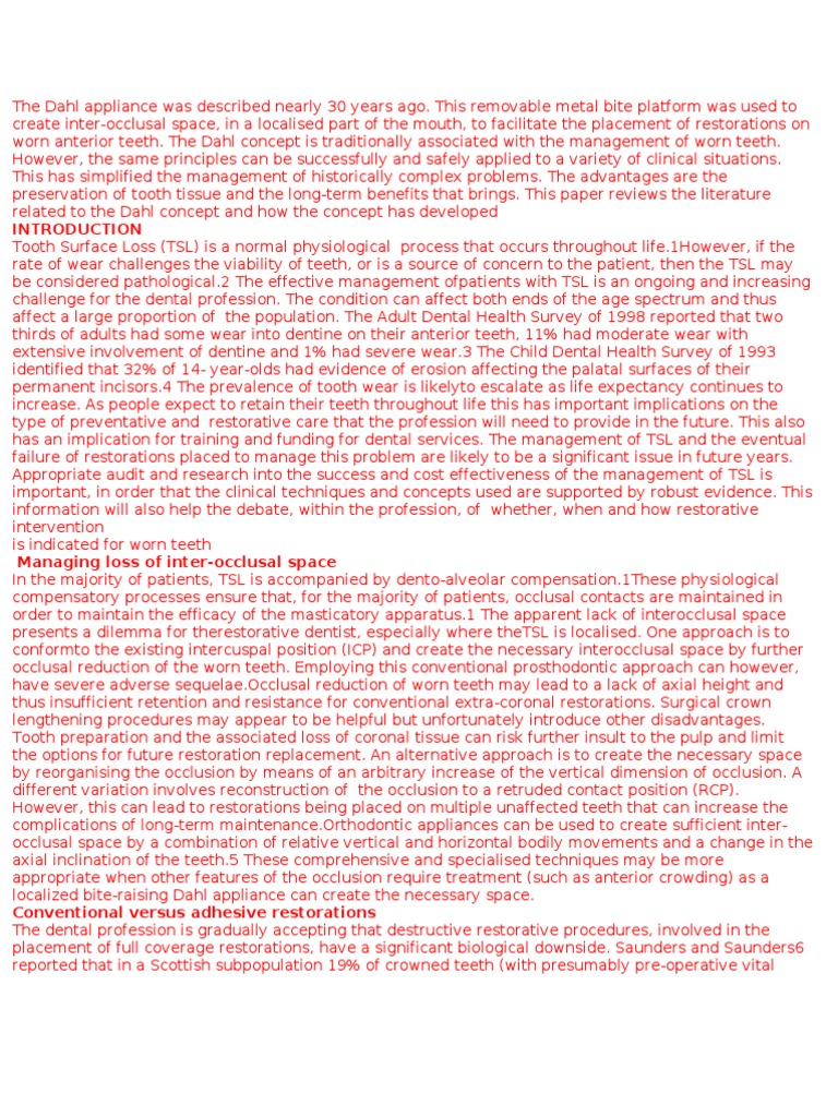 Dahl Concept | PDF | Tooth | Dentistry