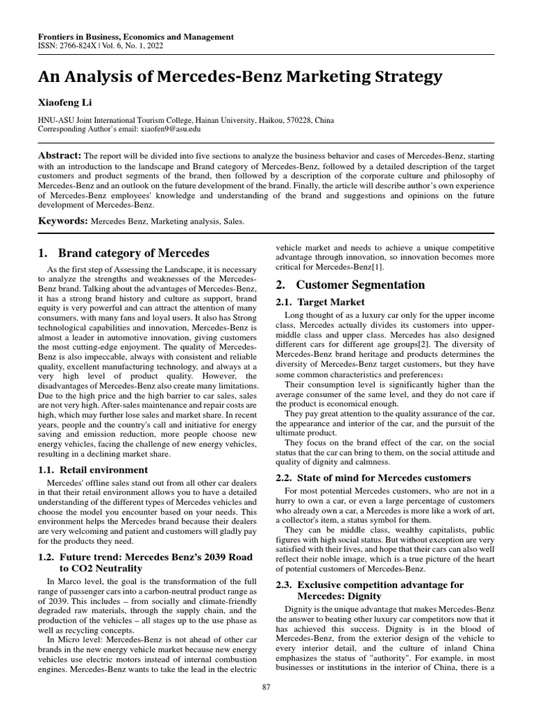 Mercedes-Benz Marketing Strategy Analysis | PDF | Mercedes Benz | Brand