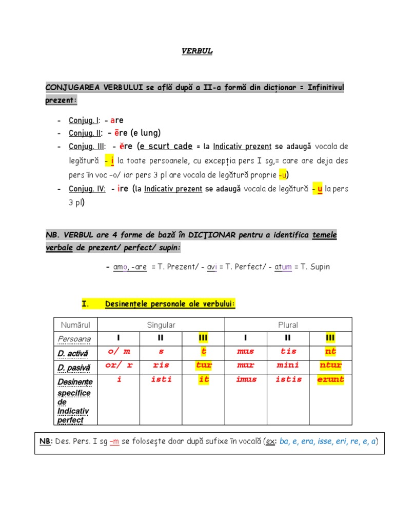 VERBUL Ind, Conj, Vb Esse, Gerundiv, Gerunziu | PDF