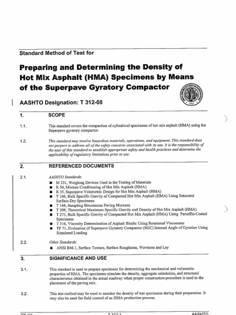 Aashto T312-08 | PDF