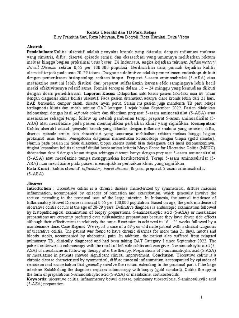 Kolitis Useratif Dengan TB Paru Relaps Edit 04112022 | PDF
