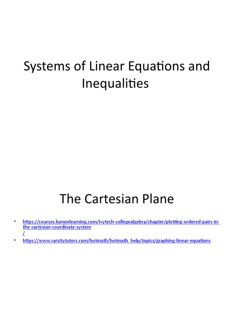 Systems of Linear Equations and Inequalities | Download Free PDF ...