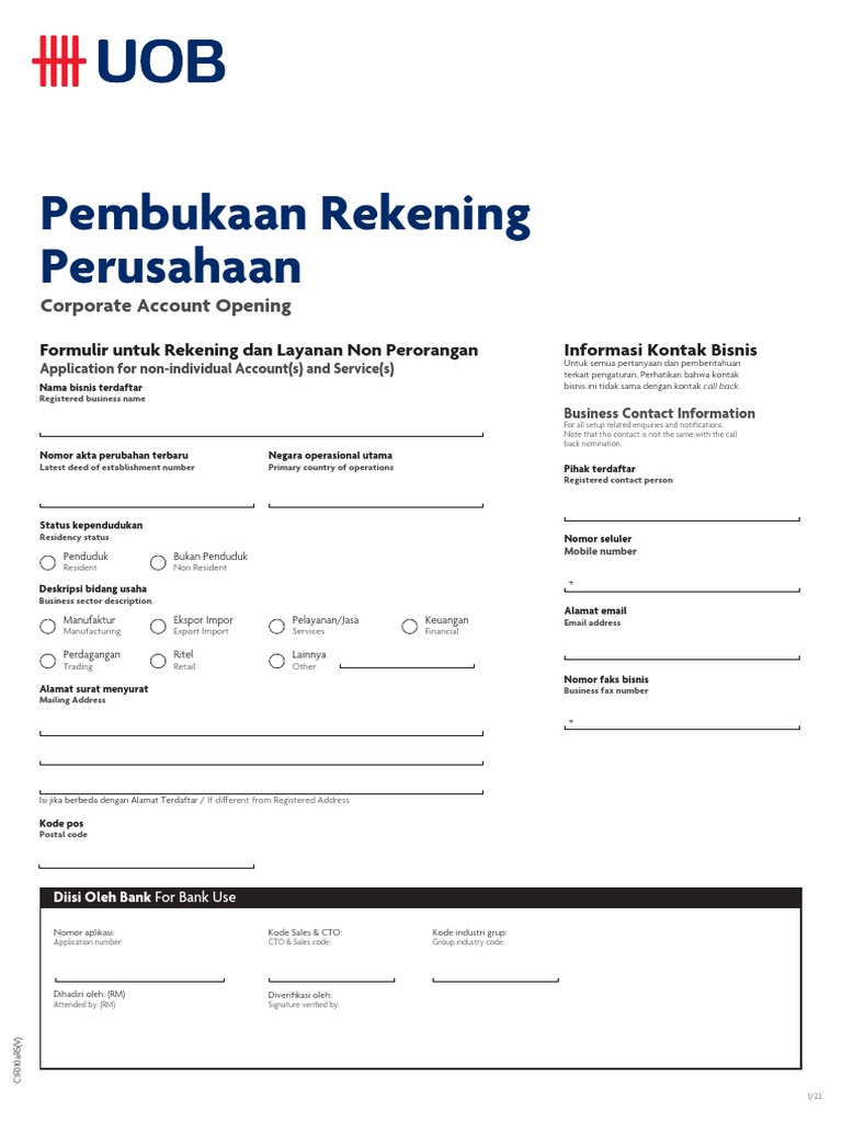 Lampiran 1 - Formulir Pembukaan Rekening Perusahaan (CIF010aR5 (V) ) | PDF