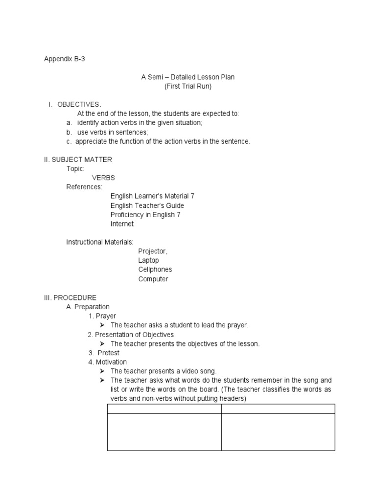 lesson plan - Verbs | PDF