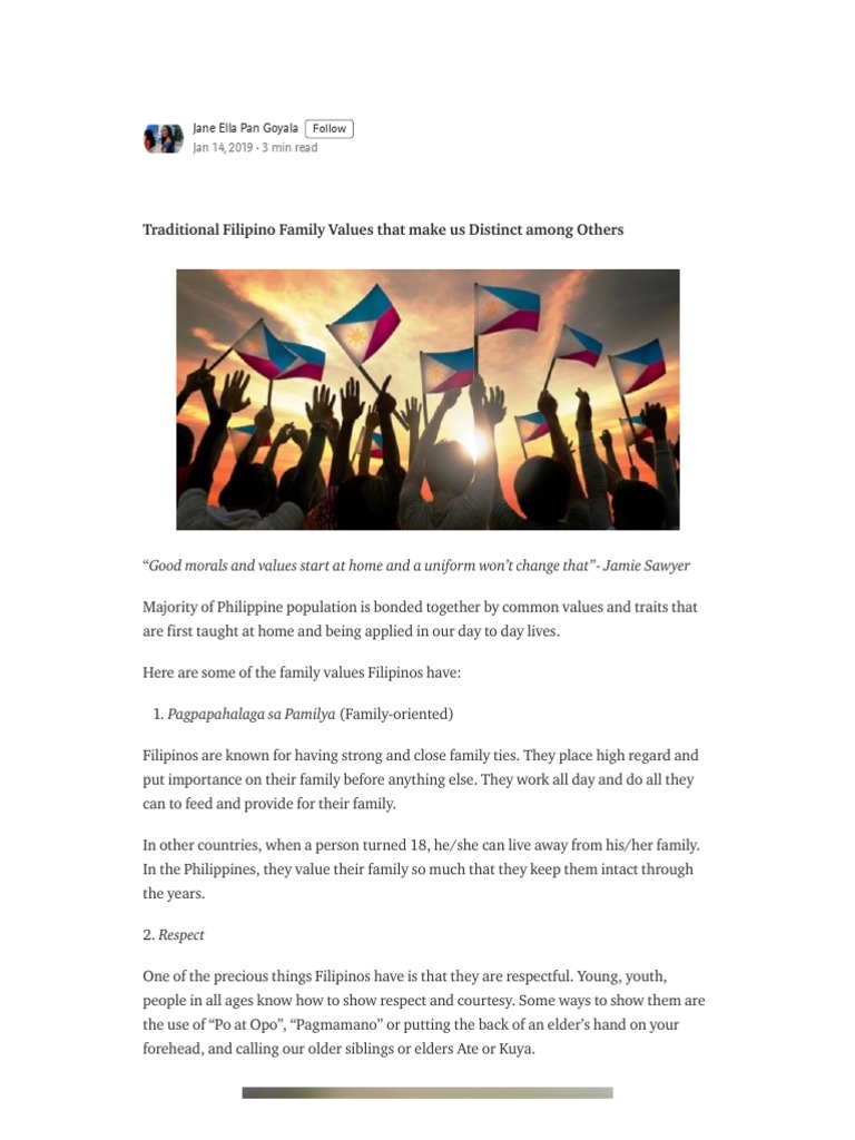 Week 013-020 Traditional Filipino Family Values That Make Us Distinct Among Others - by Jane ...