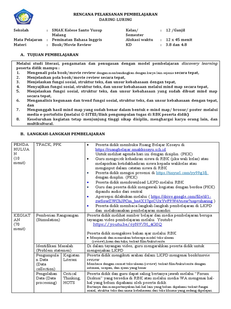 1.b.RPP-BOOK&MOVIE REVIEW 21-22 | PDF