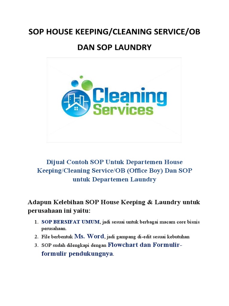 SOP Housekeeping dan Laundry Perusahaan | PDF