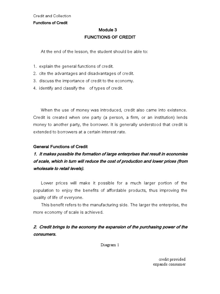 Week 3 - Functions of Credit | PDF | Credit | Finance & Money Management