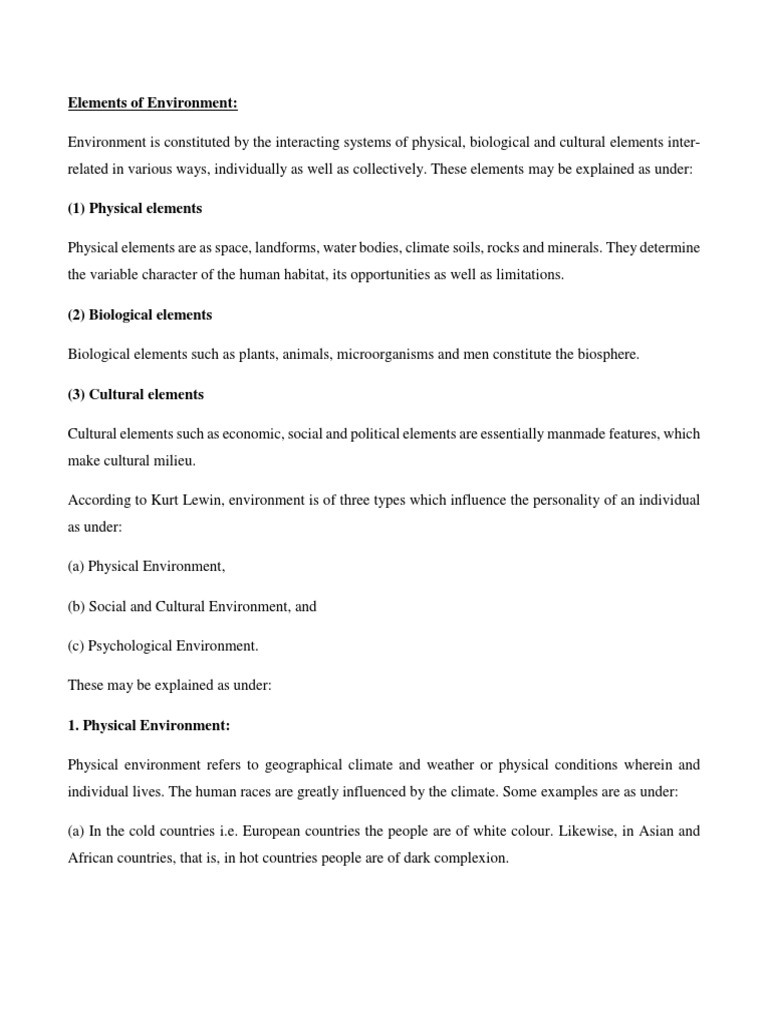 Components of Environment | PDF