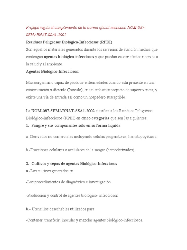 Profepa Vigila El Cumplimiento de La Norma Oficial Mexicana NOM-087 | PDF