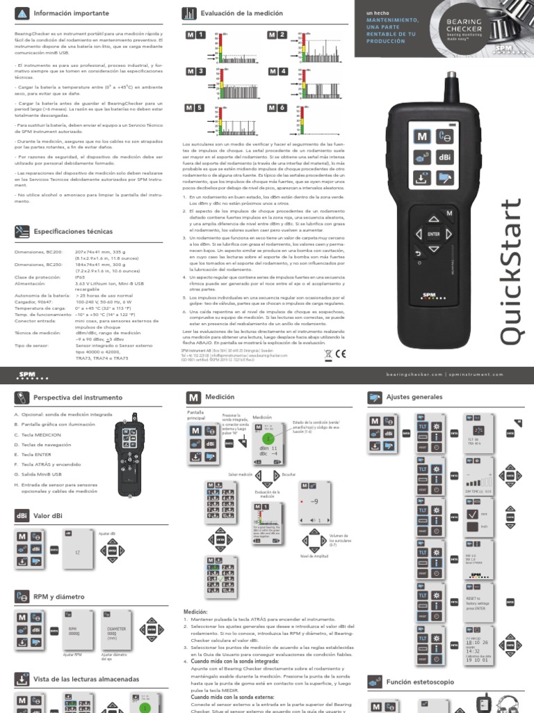 BearingChecker QuickStart (Spanish) | PDF | Medición | Sensor
