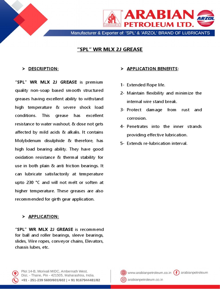 SPL WR MLX 2J Grease | PDF