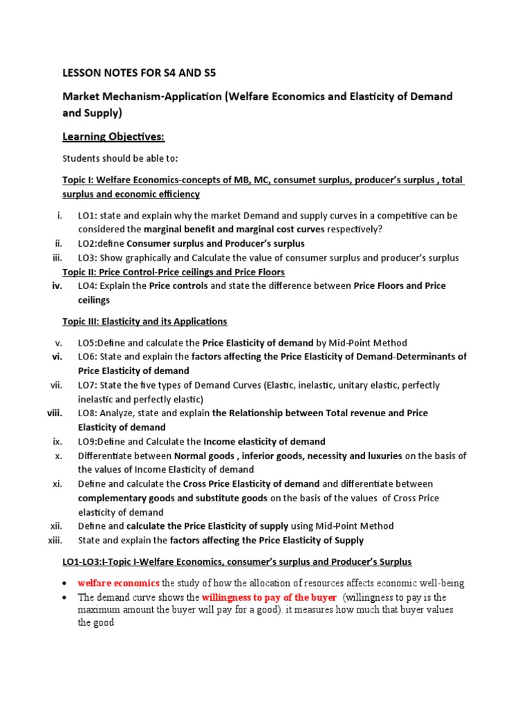 Elasticity and Welfare Economics Notes | PDF | Elasticity (Economics ...