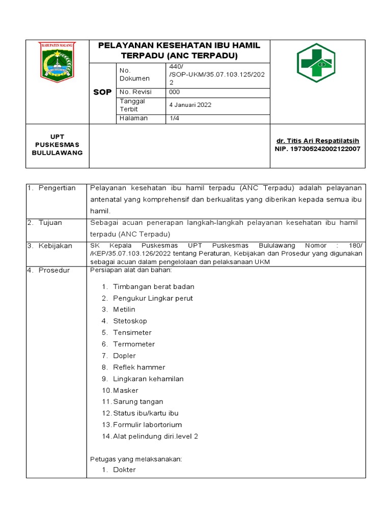 SOP ANC Terpadu | PDF | Sains & Matematika